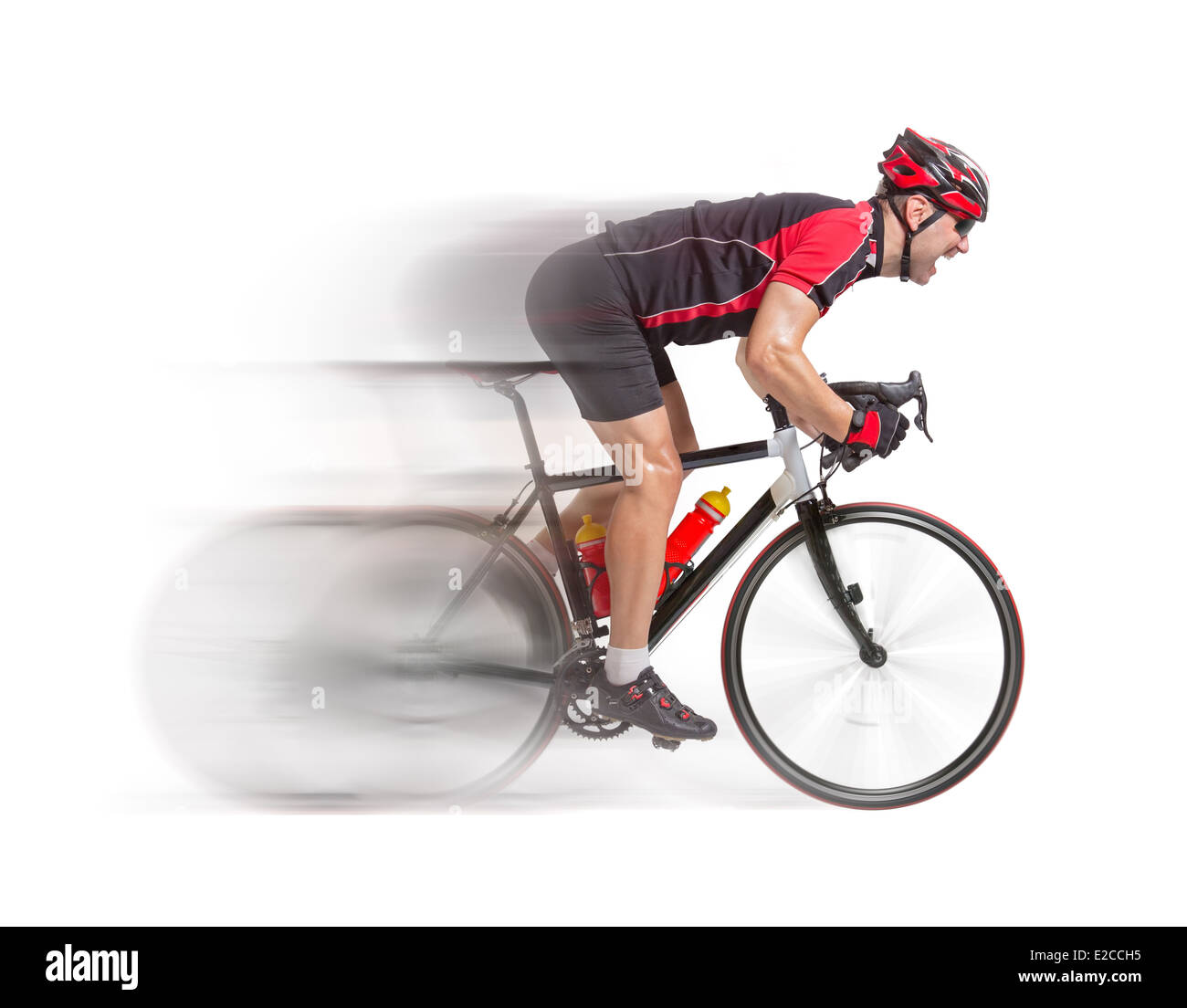 cyclist sprints on a bike isolated on white background Stock Photo - Alamy