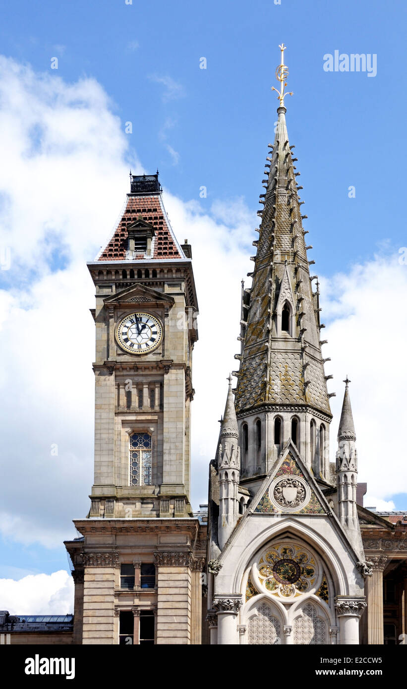 Chamberlain memorial in Chamberlain Square with the clock tower of ...