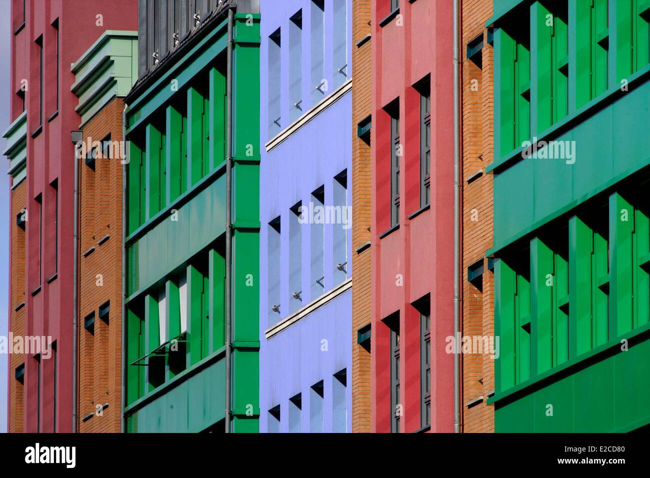 Germany, Berlin, Kreuzberg, modern buildings with colorful facades on ...