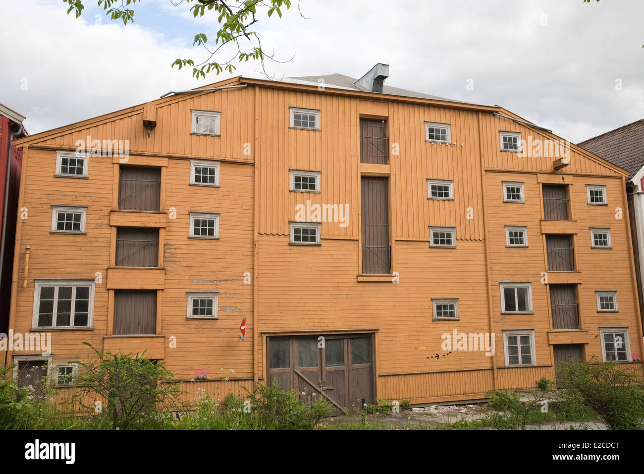 Old Wooden wharf building in Trondheim Norway Stock Photo - Alamy