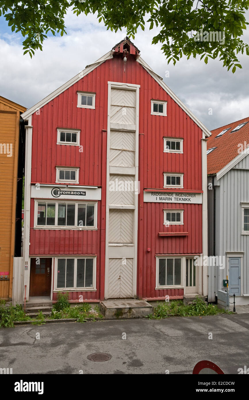 Old Wooden wharf building in Trondheim Norway Stock Photo - Alamy