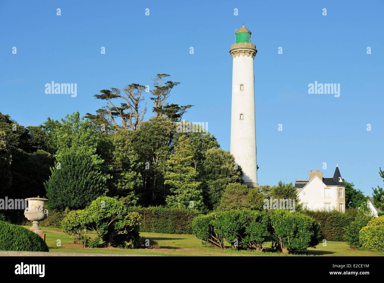 France, Finistere, Benodet, the lighthouse of Benodet (or fire of the ...