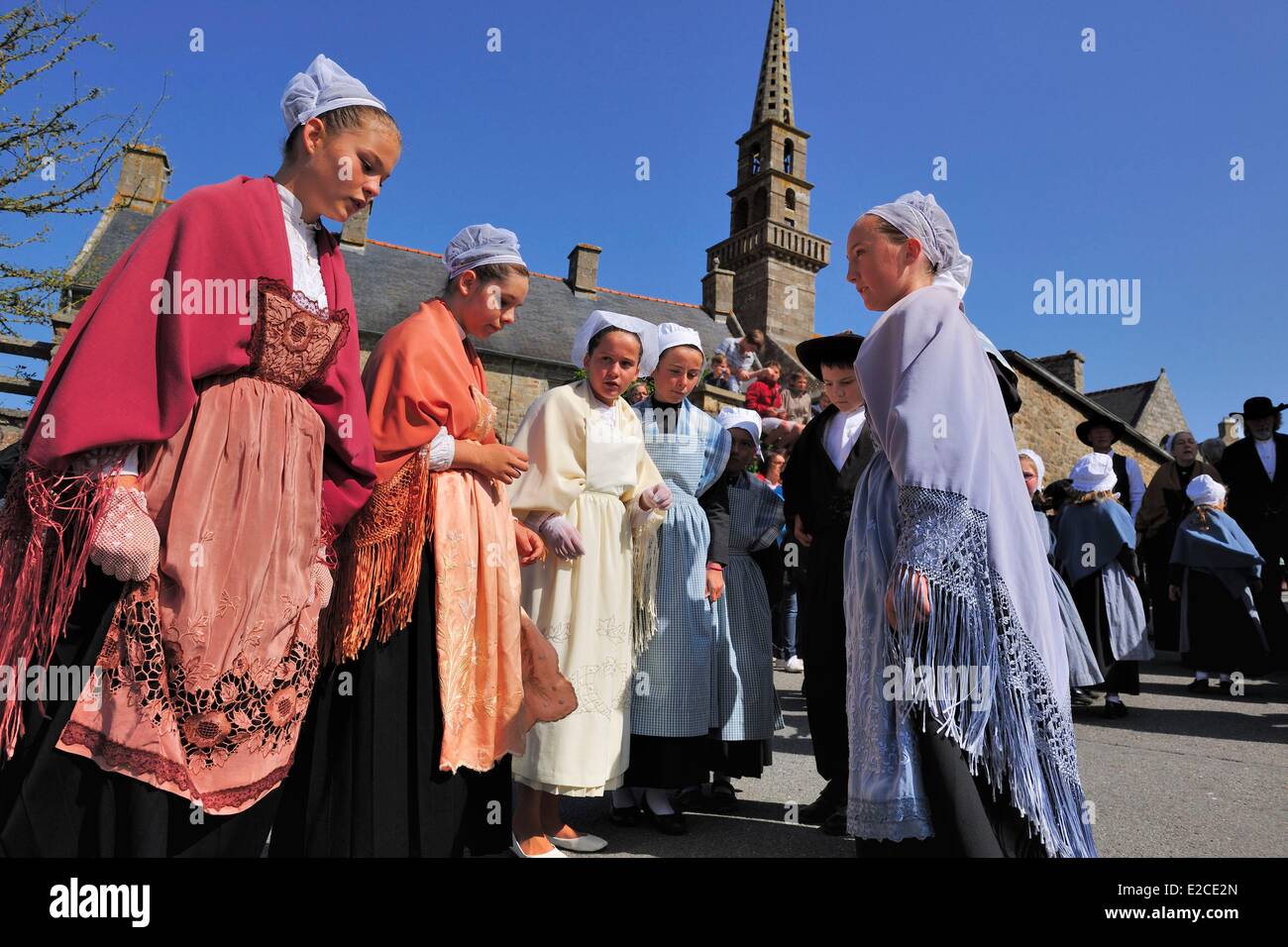 France, Finistere, Breles, Breton wedding with clothes of the early ...