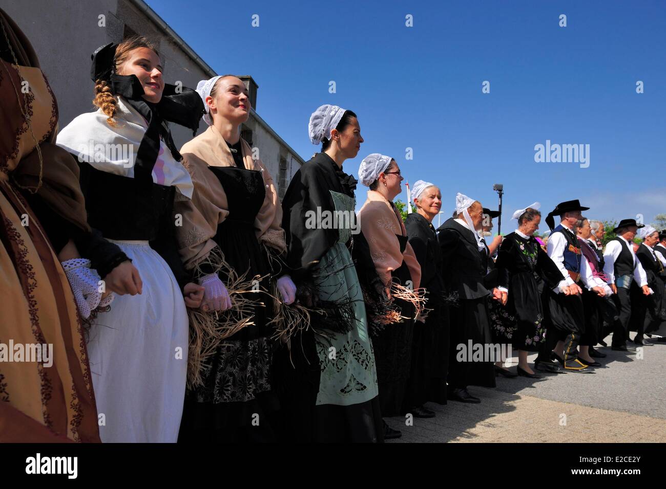 France, Finistere, Breles, Breton wedding with clothes of the early ...