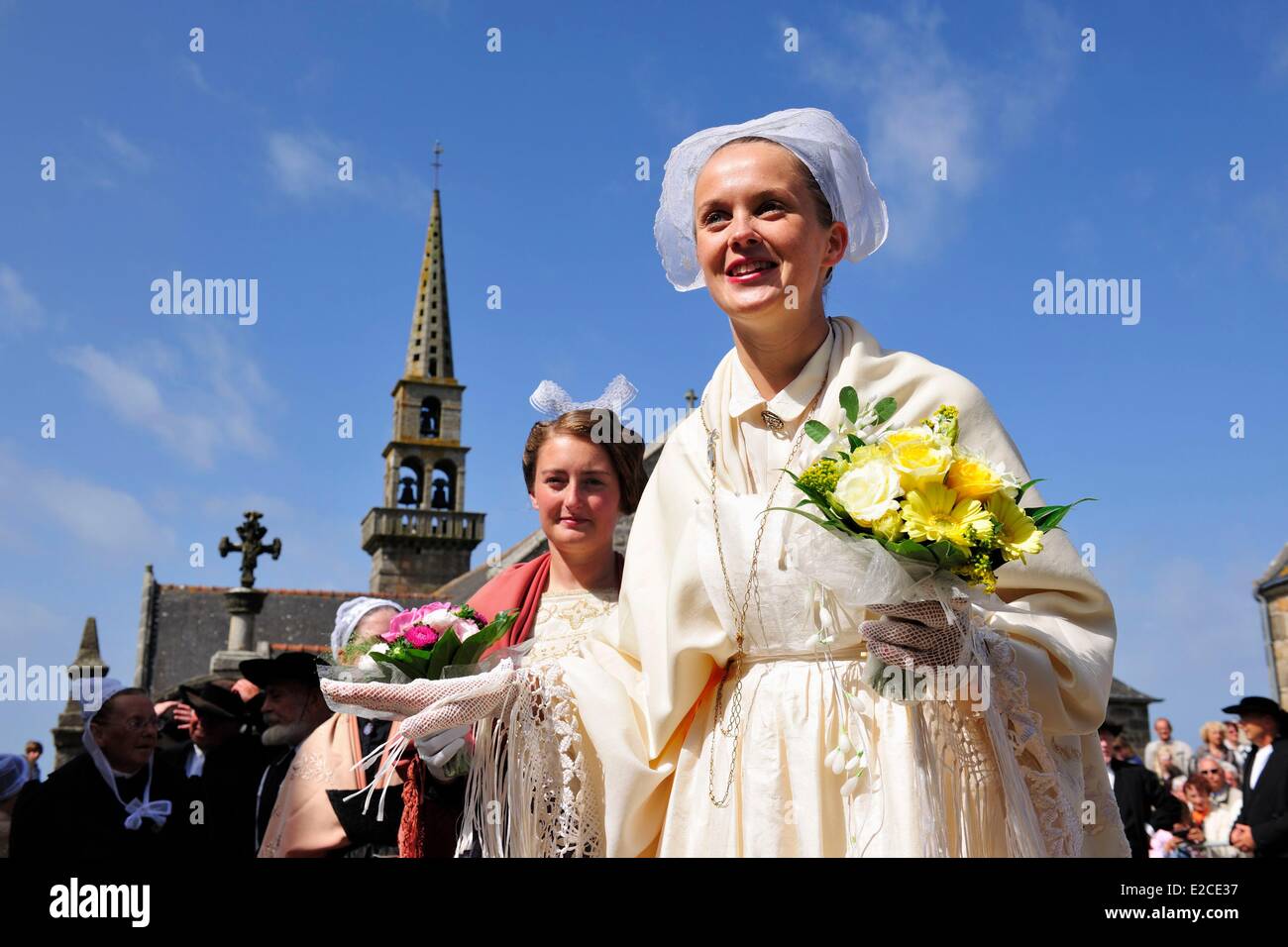 France, Finistere, Breles, Breton wedding with clothes of the early ...