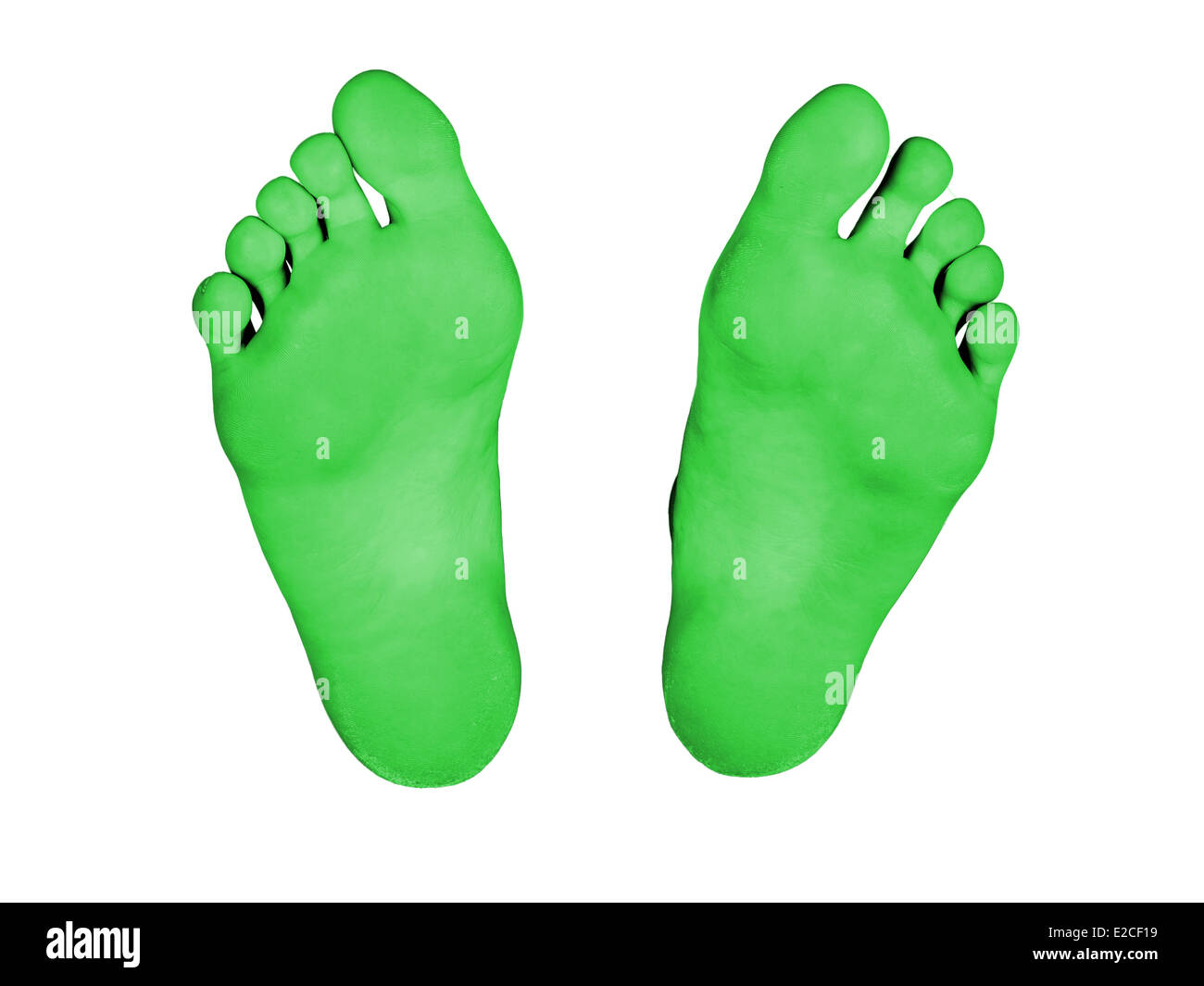 Feet isolated on a white background, green feet Stock Photo - Alamy