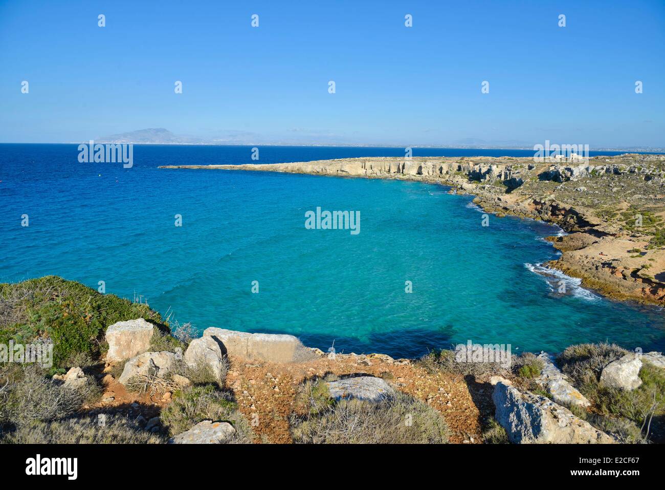Italy, Sicily, Egadi islands, island of Favignana, Cala Rossa ...
