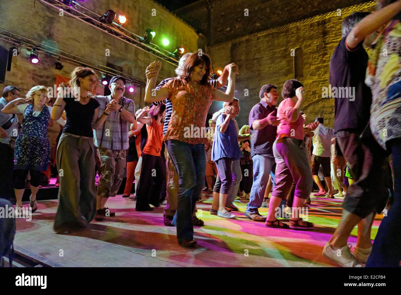 France, Herault, Beziers, Cloister Holy Aphrodise, Occitan cabaret, Local dance of Debuta, sound ...