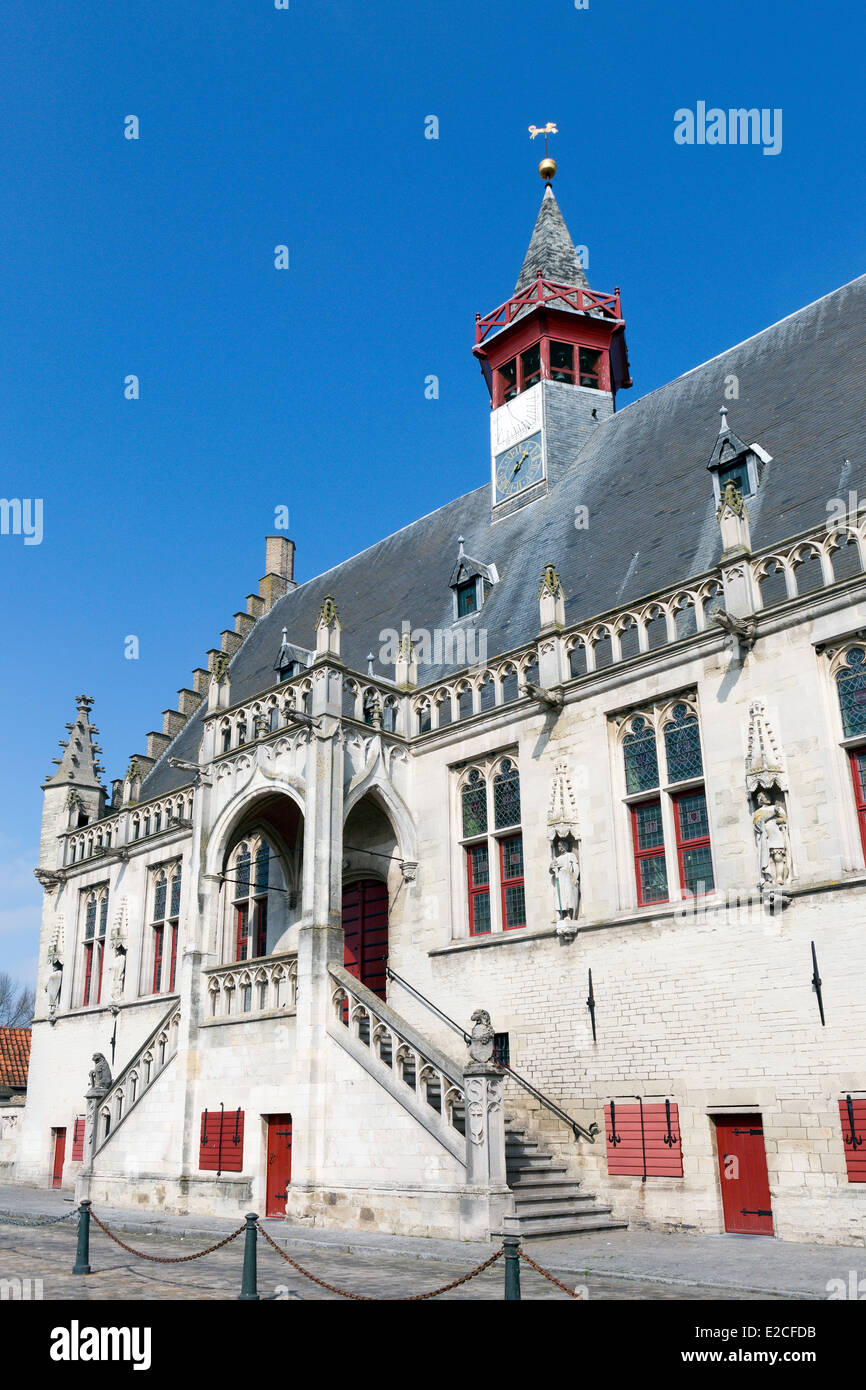 Medieval Town hall of the city of Damme, near Bruges in Belgium Stock ...