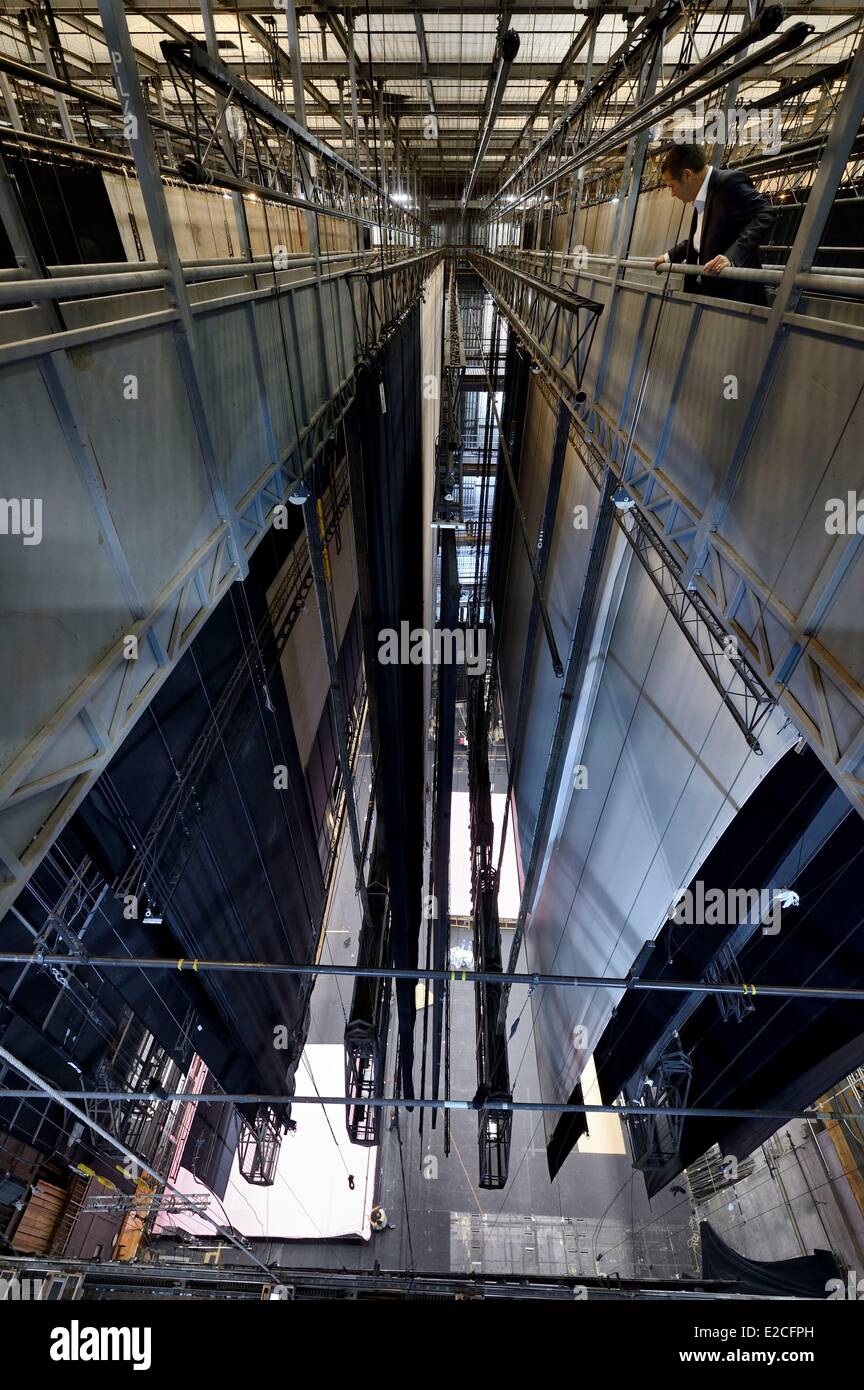 France, Paris, Garnier Opera, the scene from the fly system or ...