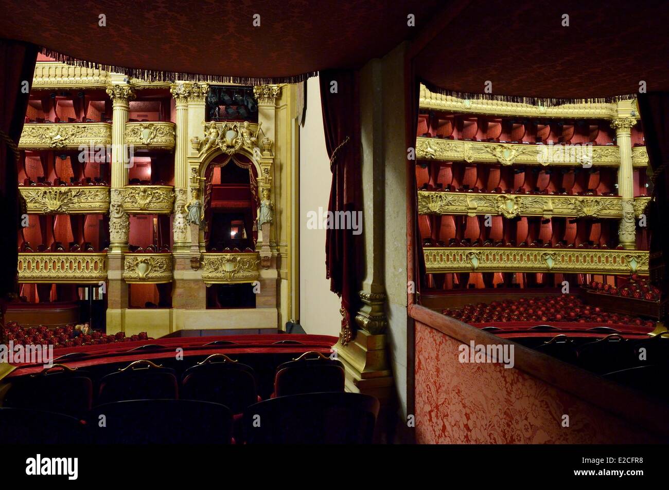 France, Paris, Garnier Opera, the loge of the Emperor in the auditorium ...