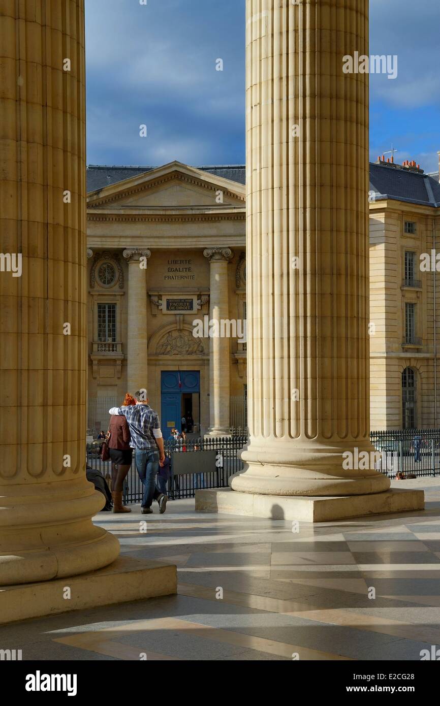 France, Paris, the Corinthian columns of the pediment of the Pantheon ...