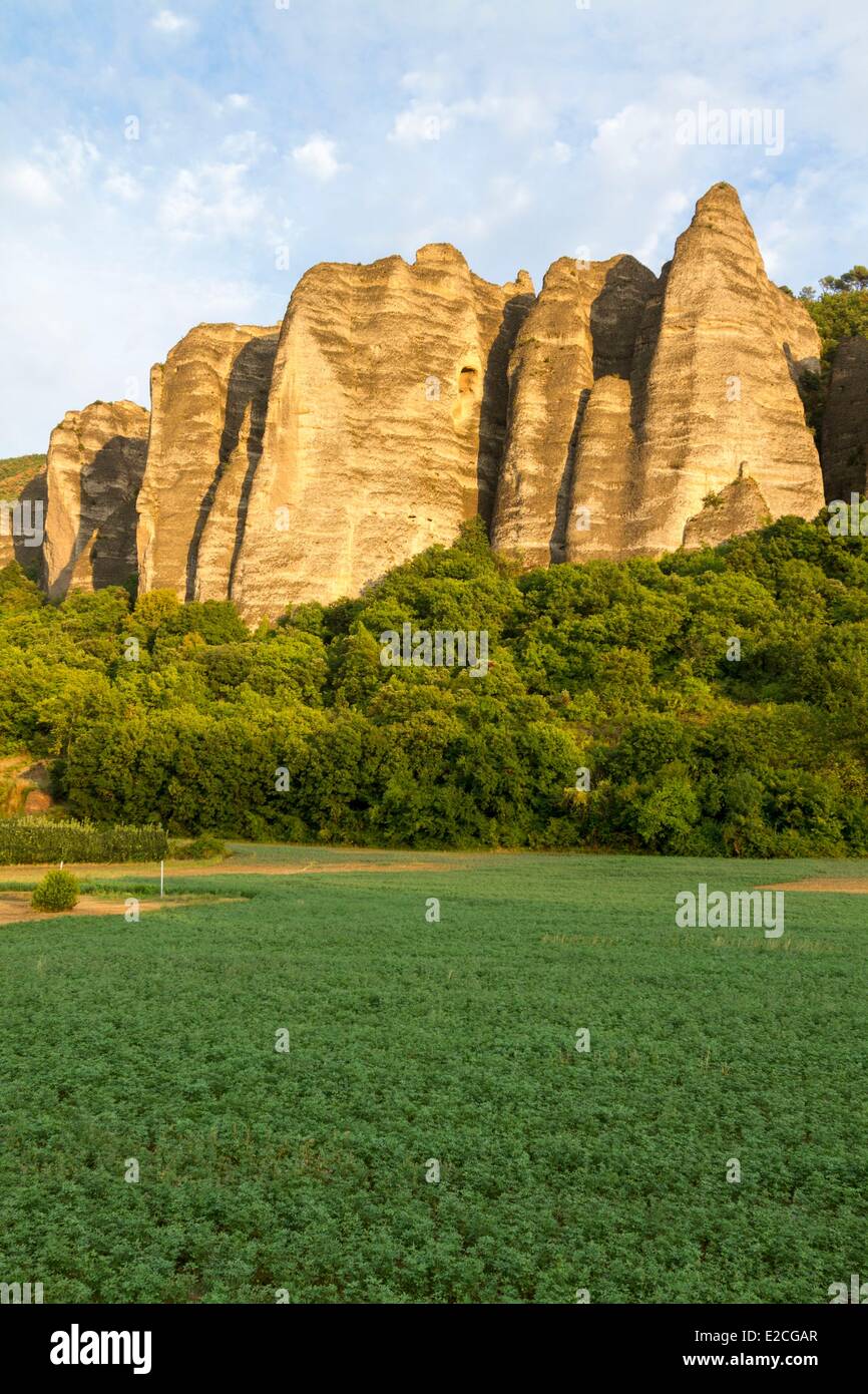 France, Alpes de Haute Provence, rocks of Les Mees or Penitent of Les ...