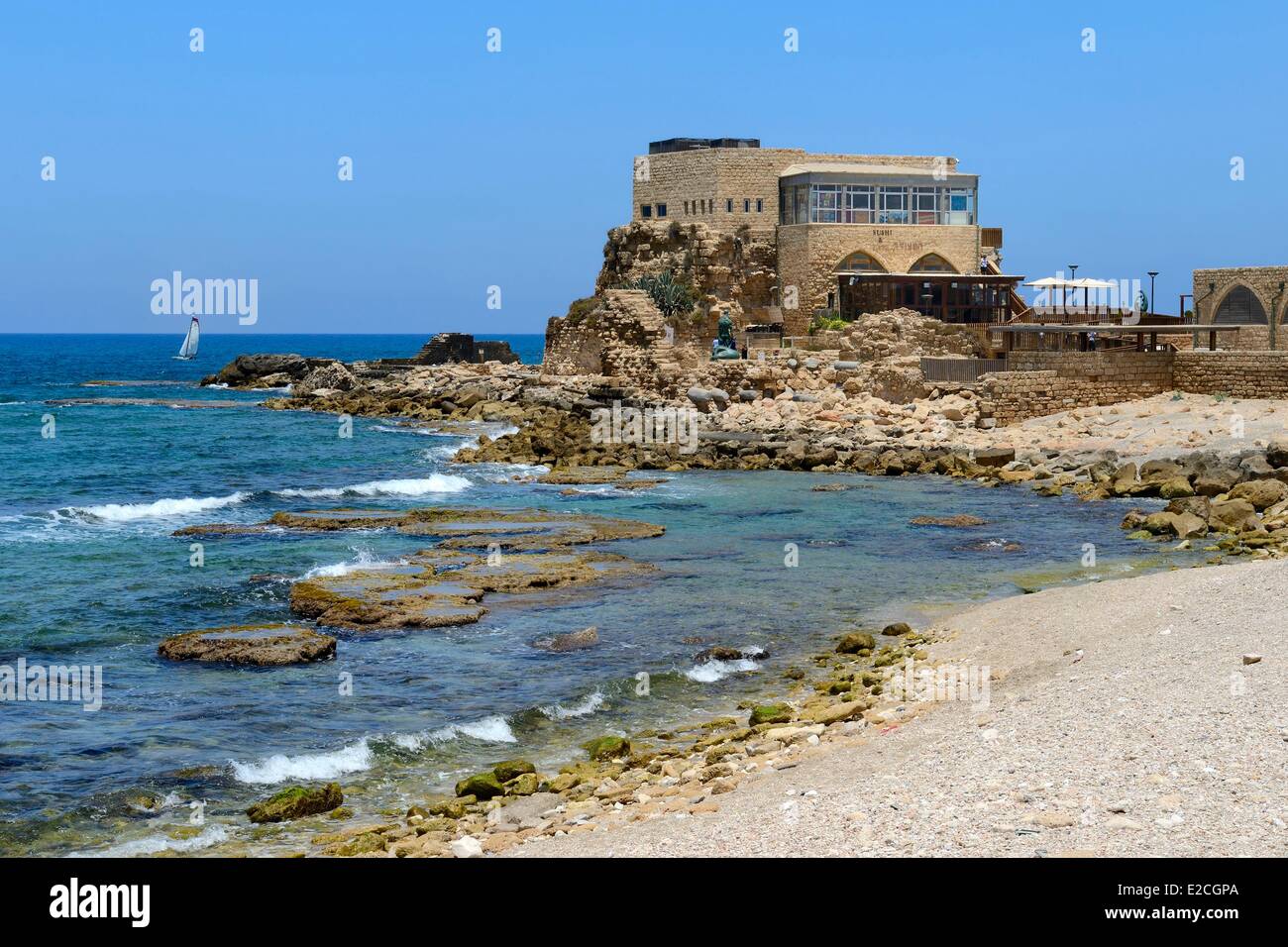 Israel, Haifa District, Caesarea (Caesarea Maritima), port of the ...