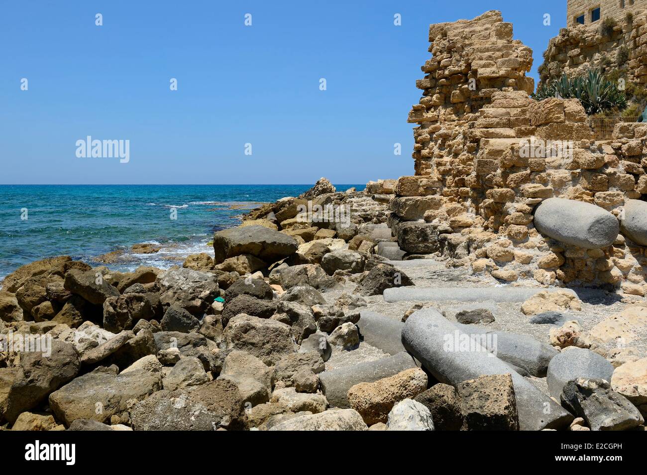 Israel, Haifa District, Caesarea (Caesarea Maritima), port of the ...