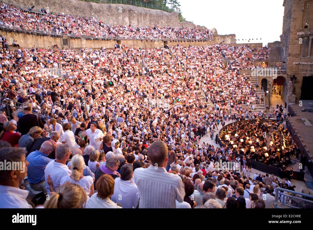 France, Vaucluse , Orange, Roman theater during a performance of the ...