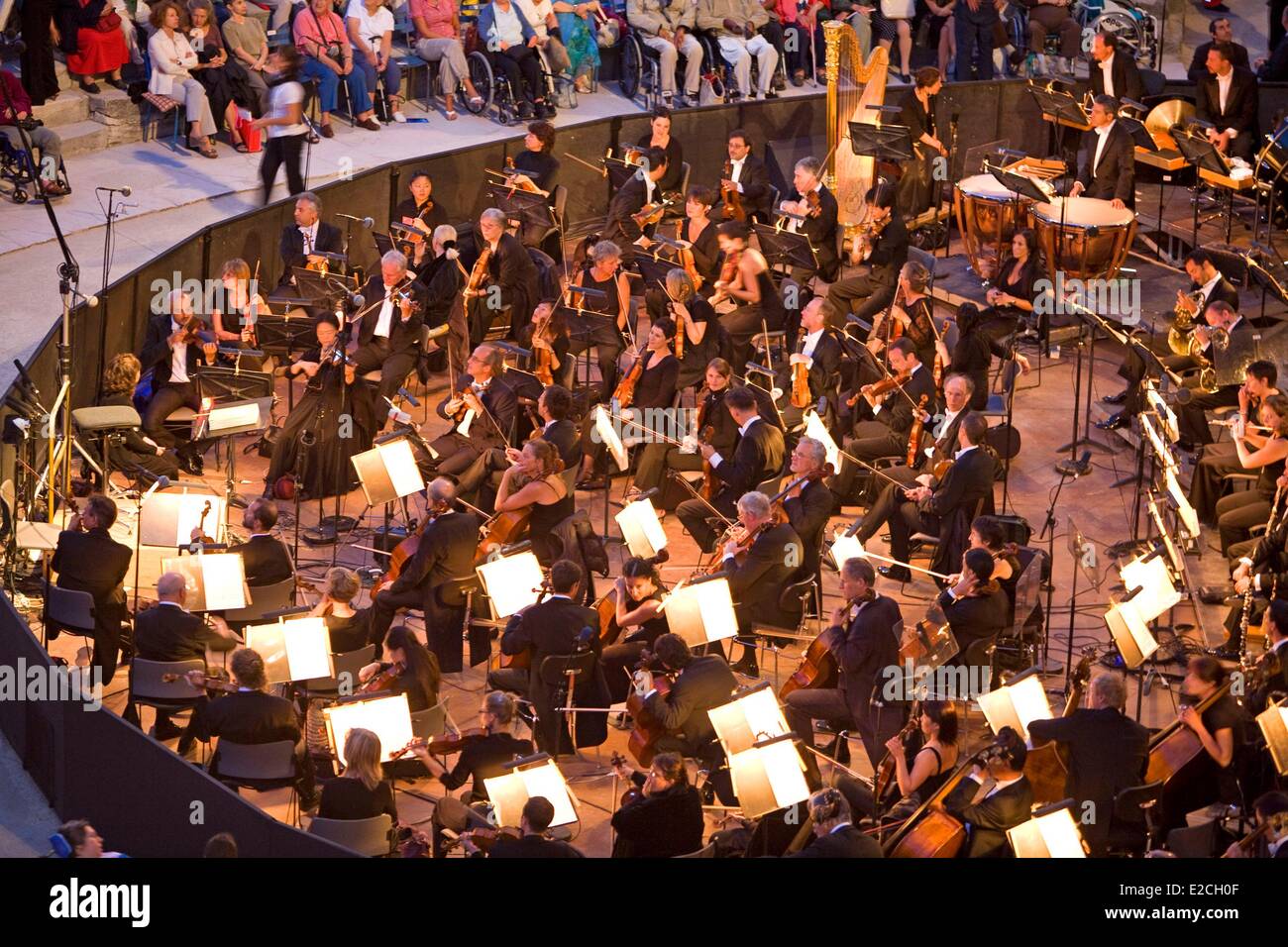 France, Vaucluse , Orange, Roman theater during a performance of the ...