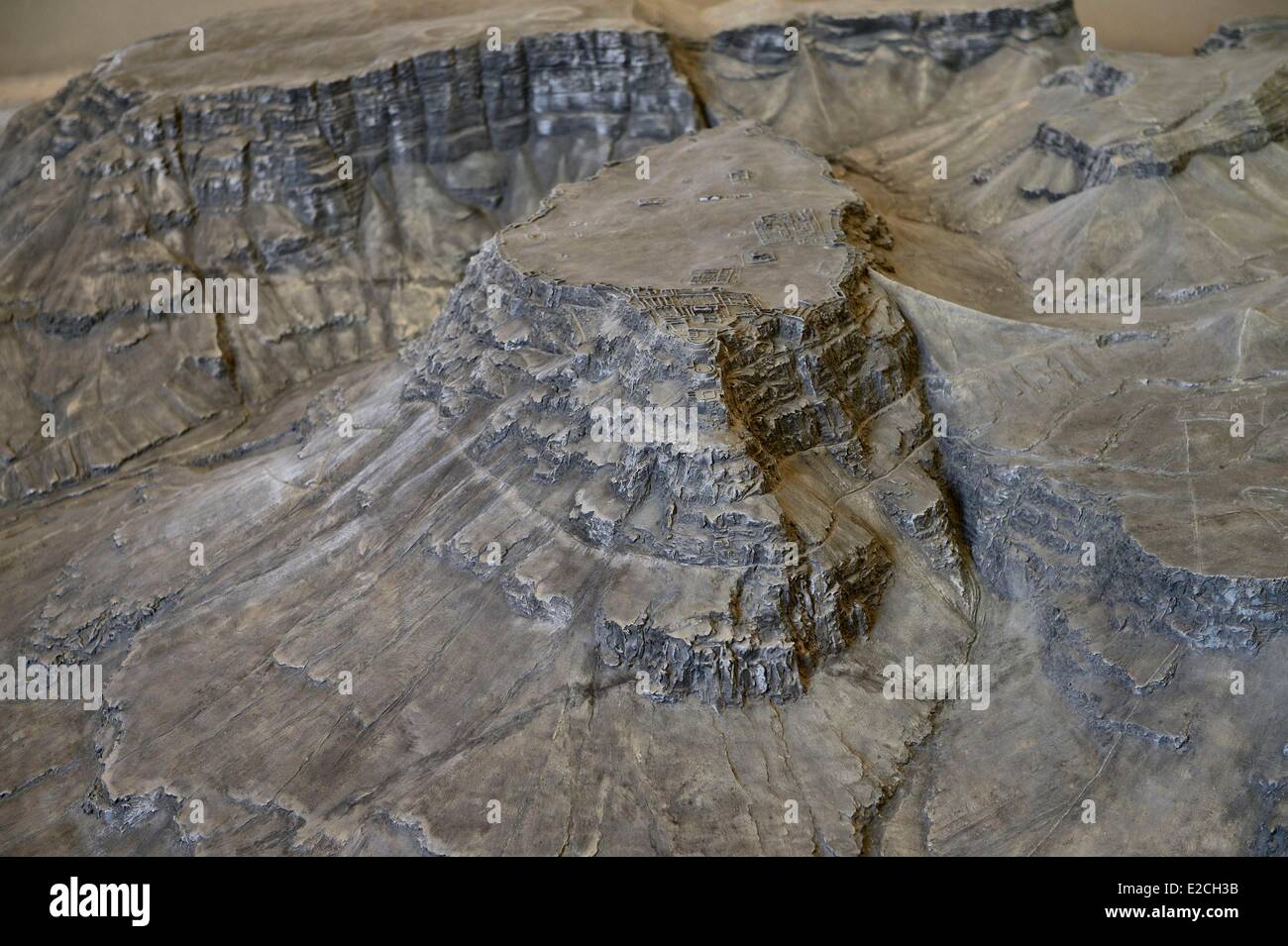 Israel, Negev Desert, Masada fortress model, listed as World Heritage ...