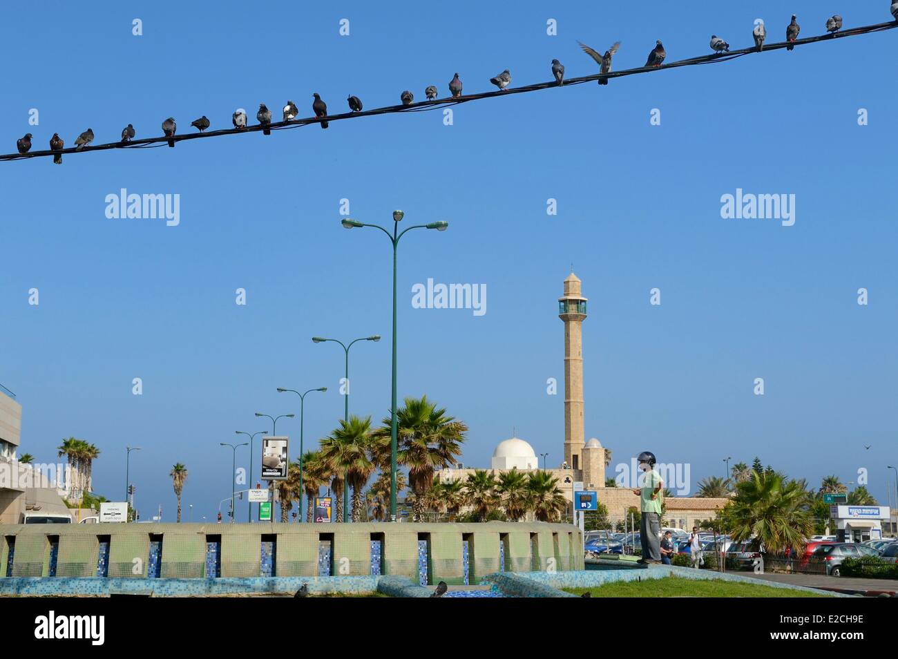 Israel, Tel Aviv, Jaffa district, the Hassan Bek Mosque on the sea ...