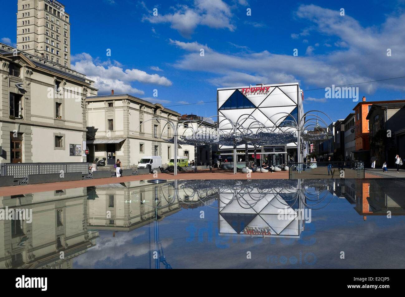 Switzerland, Canton of Vaud, Lausanne, Flon modern district of downtown ...