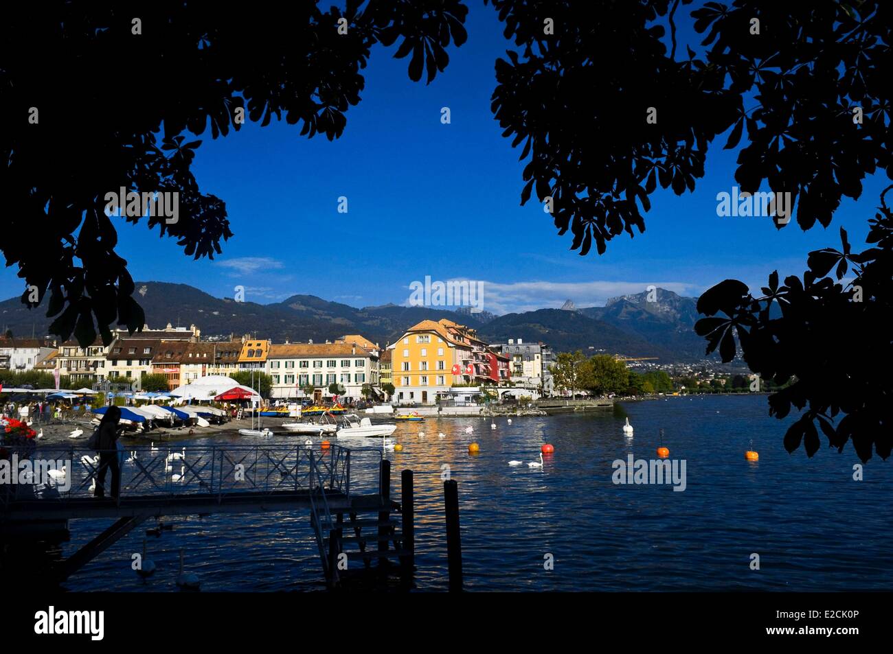Switzerland, Canton of Vaud, Vevey, Great Place on Lake Geneva Stock ...
