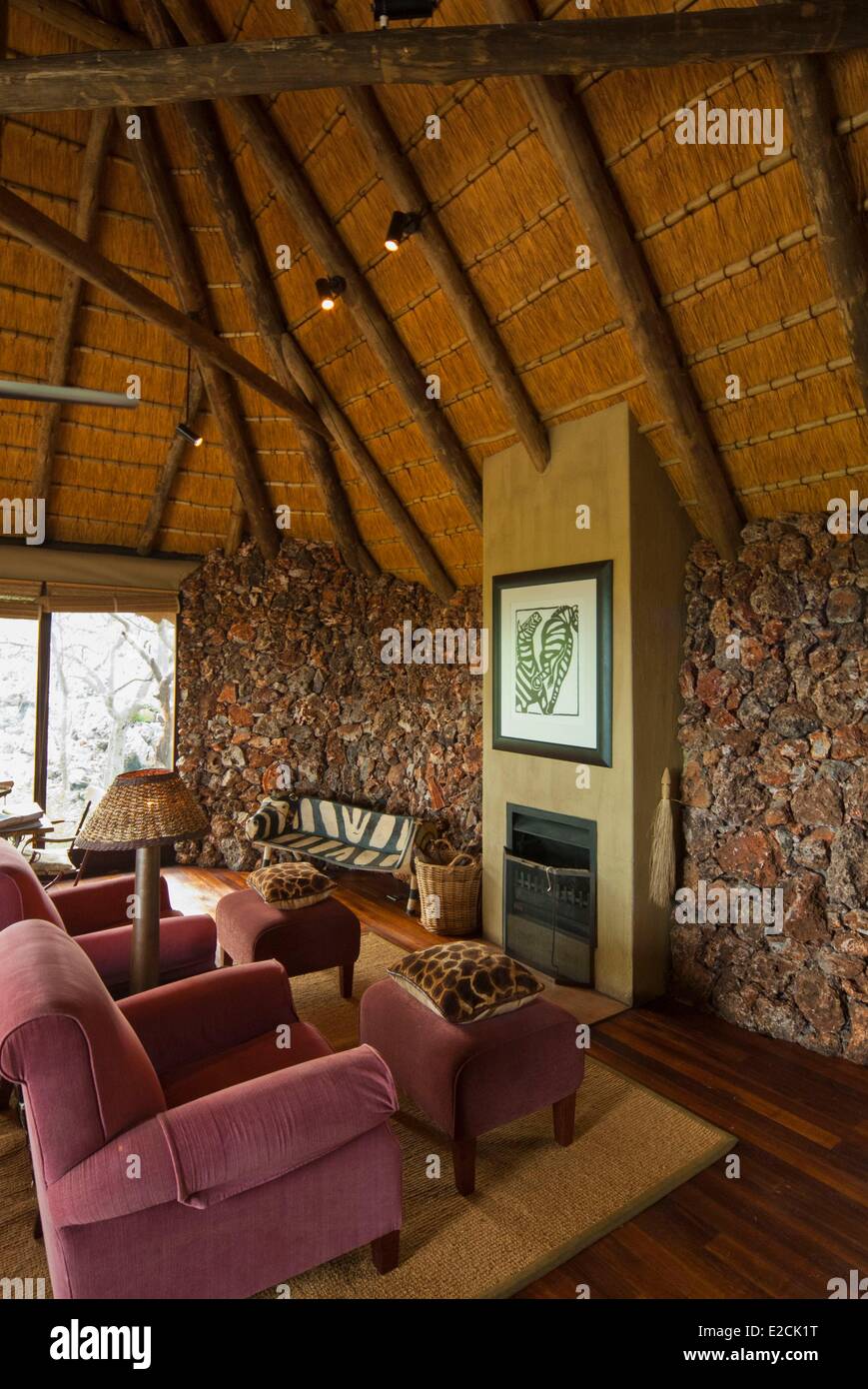 Namibia, Kunene region, Little Ongava Lodge, Lounge Stock Photo - Alamy