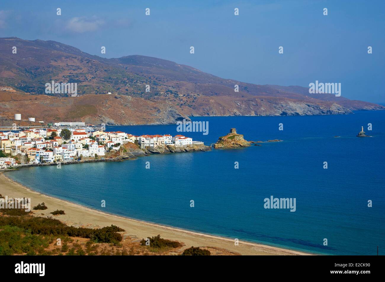 Greece Cyclades Andros island city of beach Stock Photo - Alamy