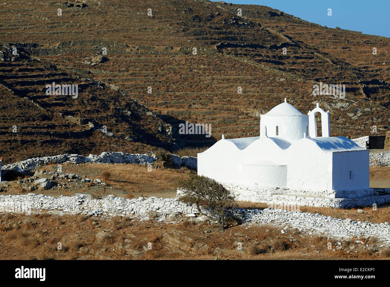 Greece Cyclades Kea island church Stock Photo - Alamy