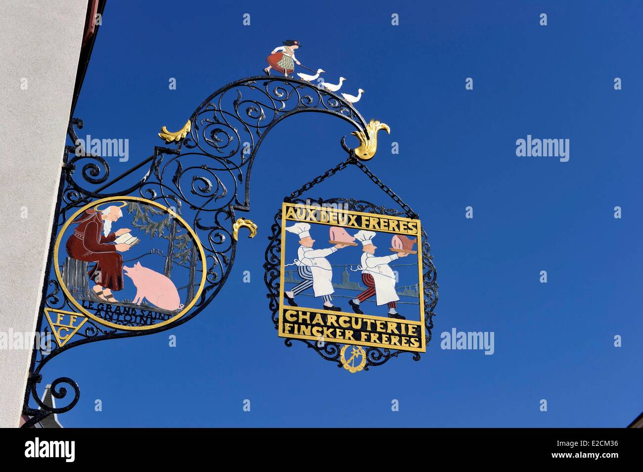 France Haut Rhin Alsace Wine Route Colmar sign of a charcuterie or ...