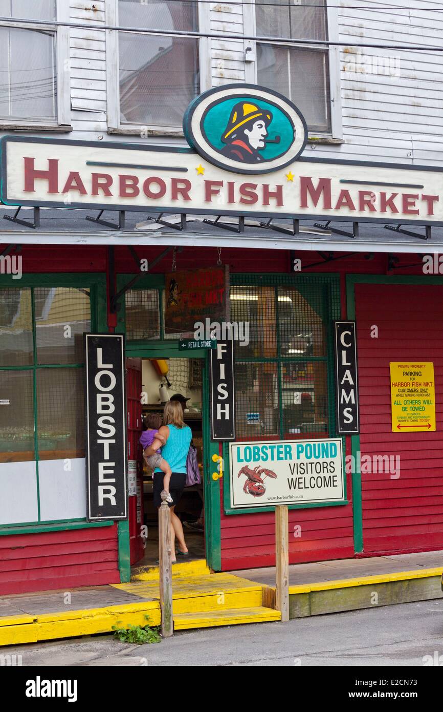 United States Maine Portland Old Port docks Harbor Fish Market Stock ...