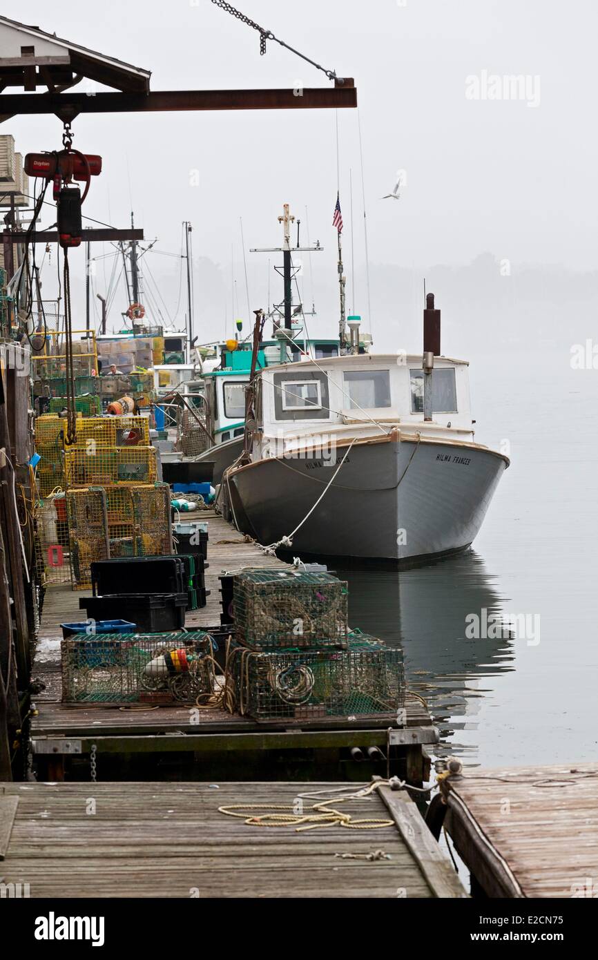 United States Maine Portland Old Port docks fishing boats and lobster ...