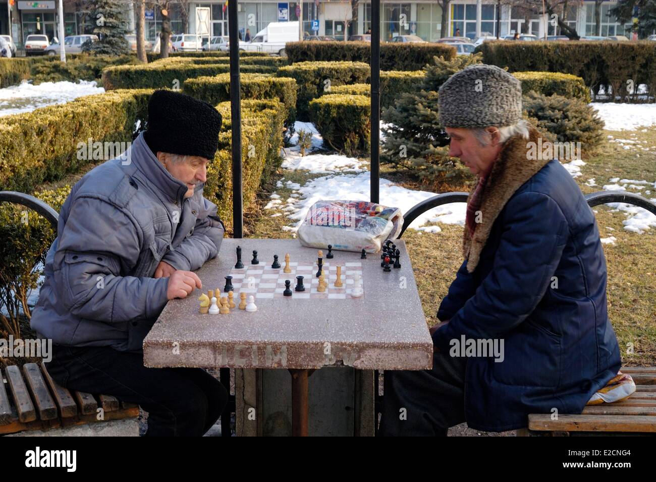 Romania Wallachia Ploiesti Park Nichita Stanescu chess players Stock ...