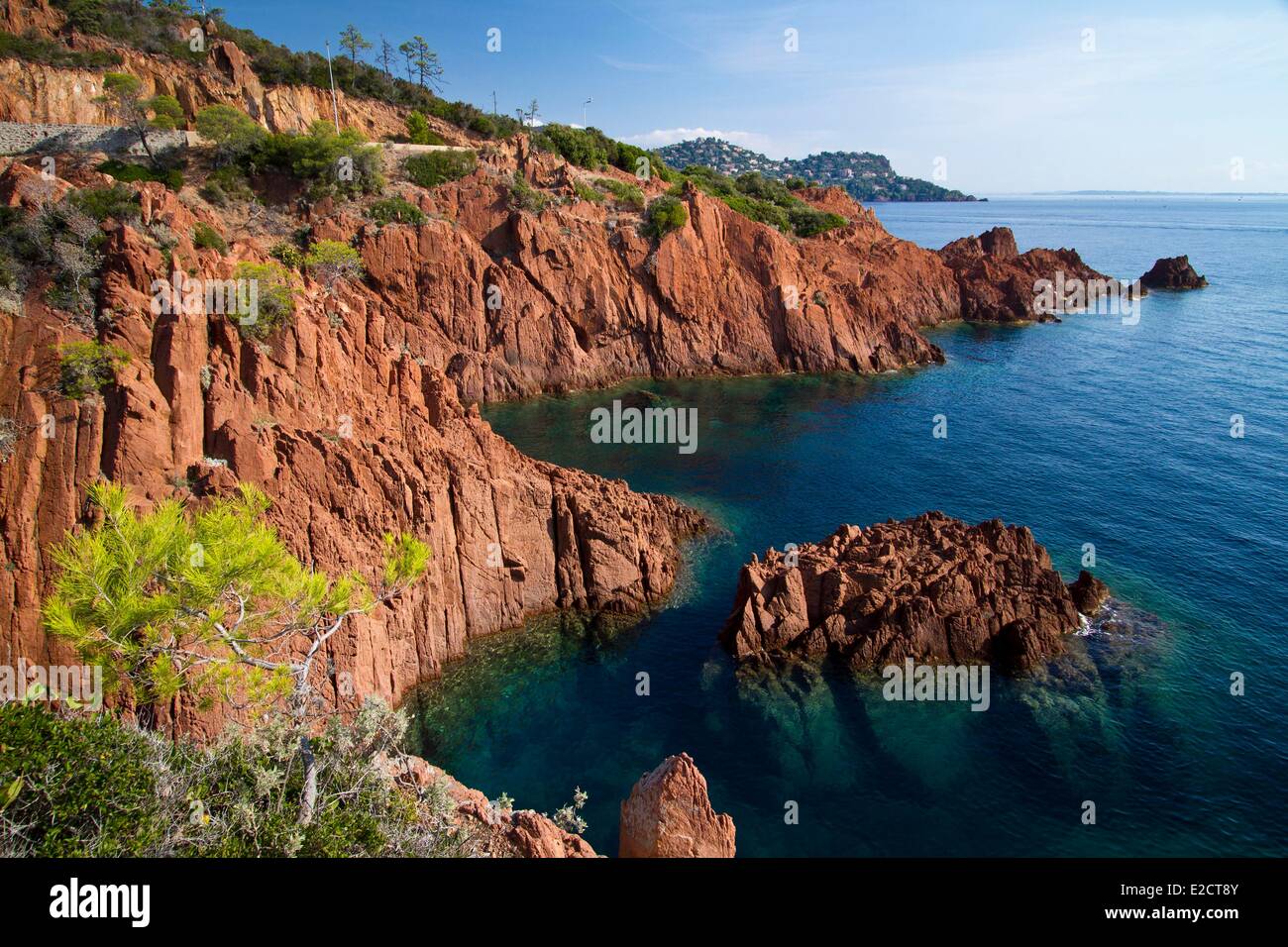 France Var Esterel Corniche Le Trayas coastal cliffs Stock Photo - Alamy
