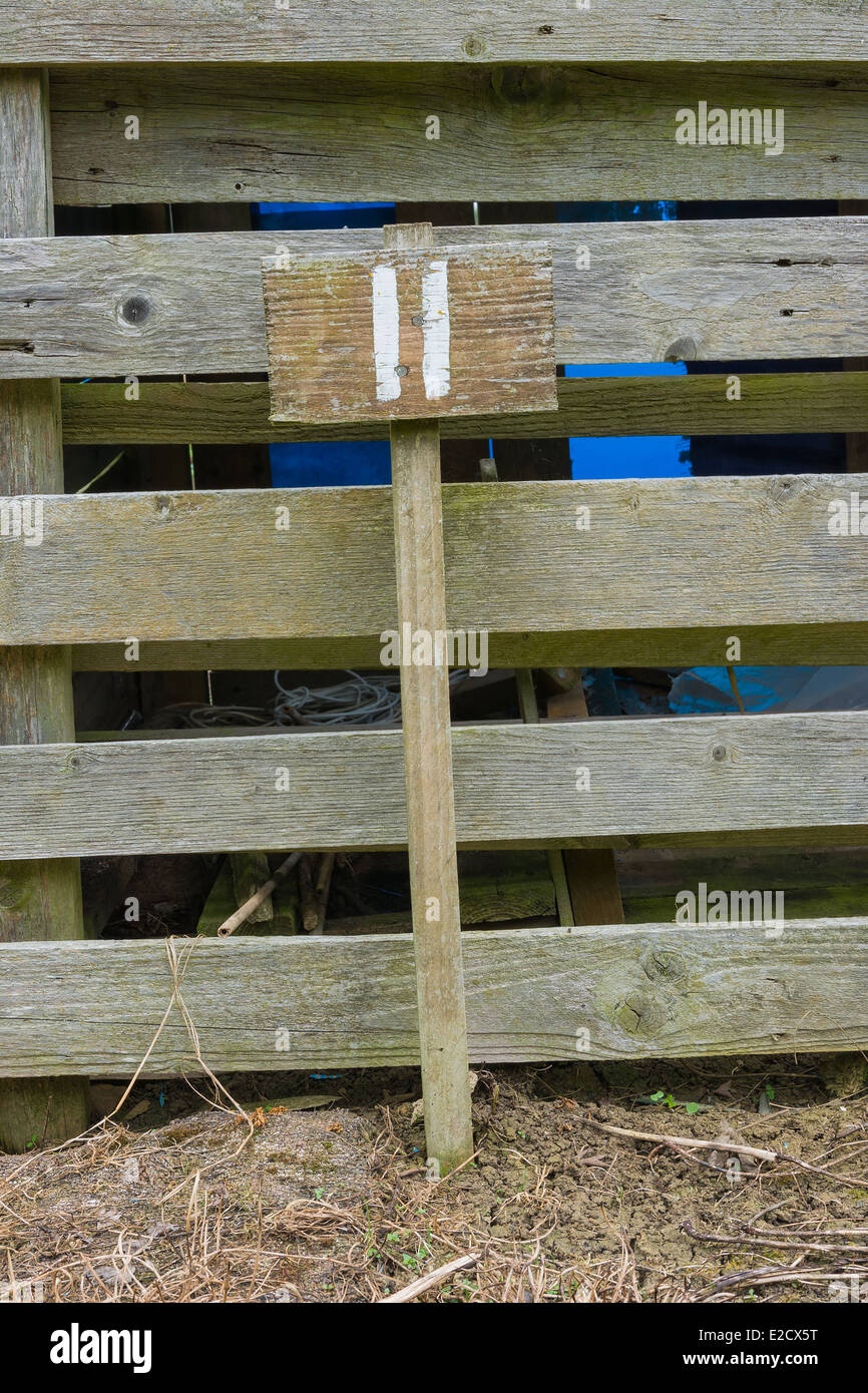 Wooden sign giving garden plot number Stock Photo - Alamy