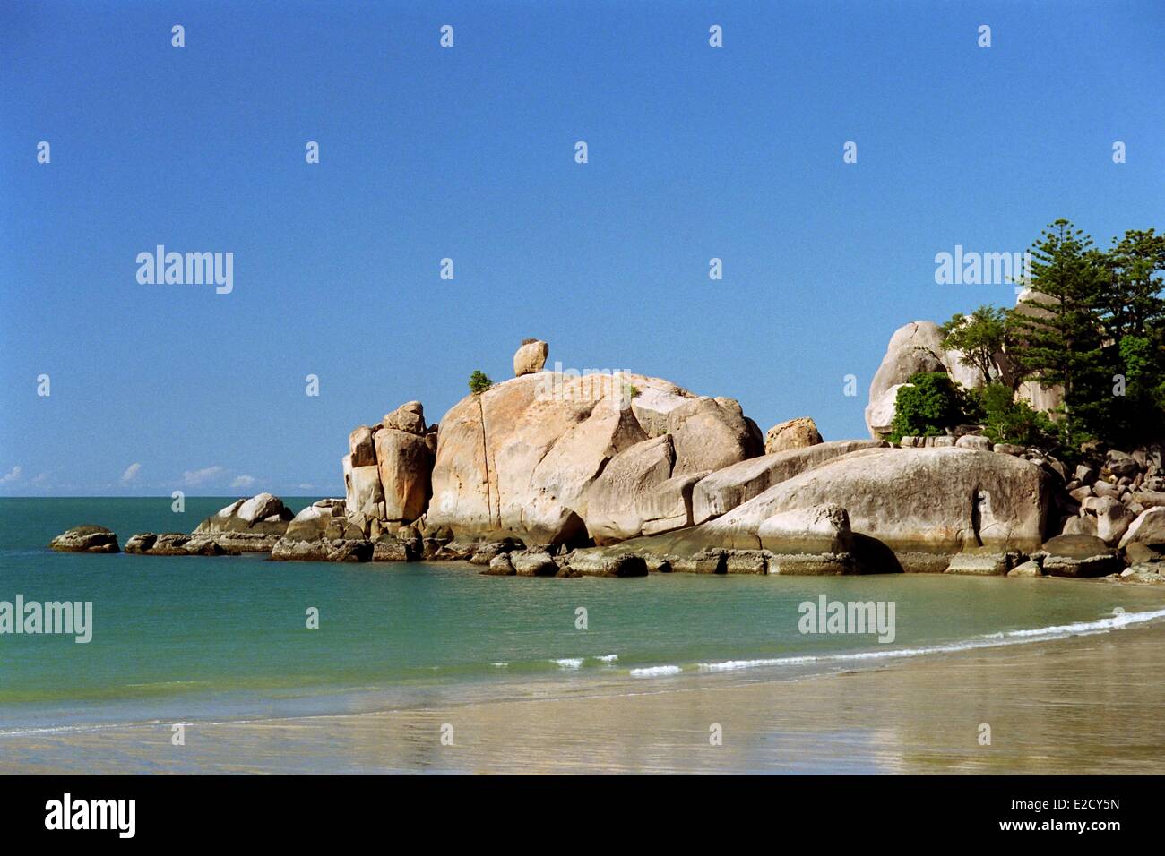 Australia Queensland Magnetic Island Balding Bay beige rocks and pine ...