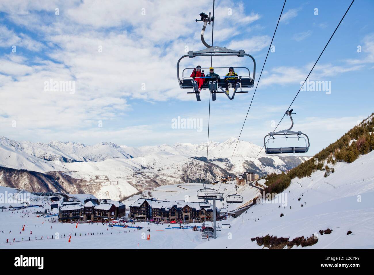 France Hautes Pyrenees ski resort of Peyragudes Peyresourde slopes ...