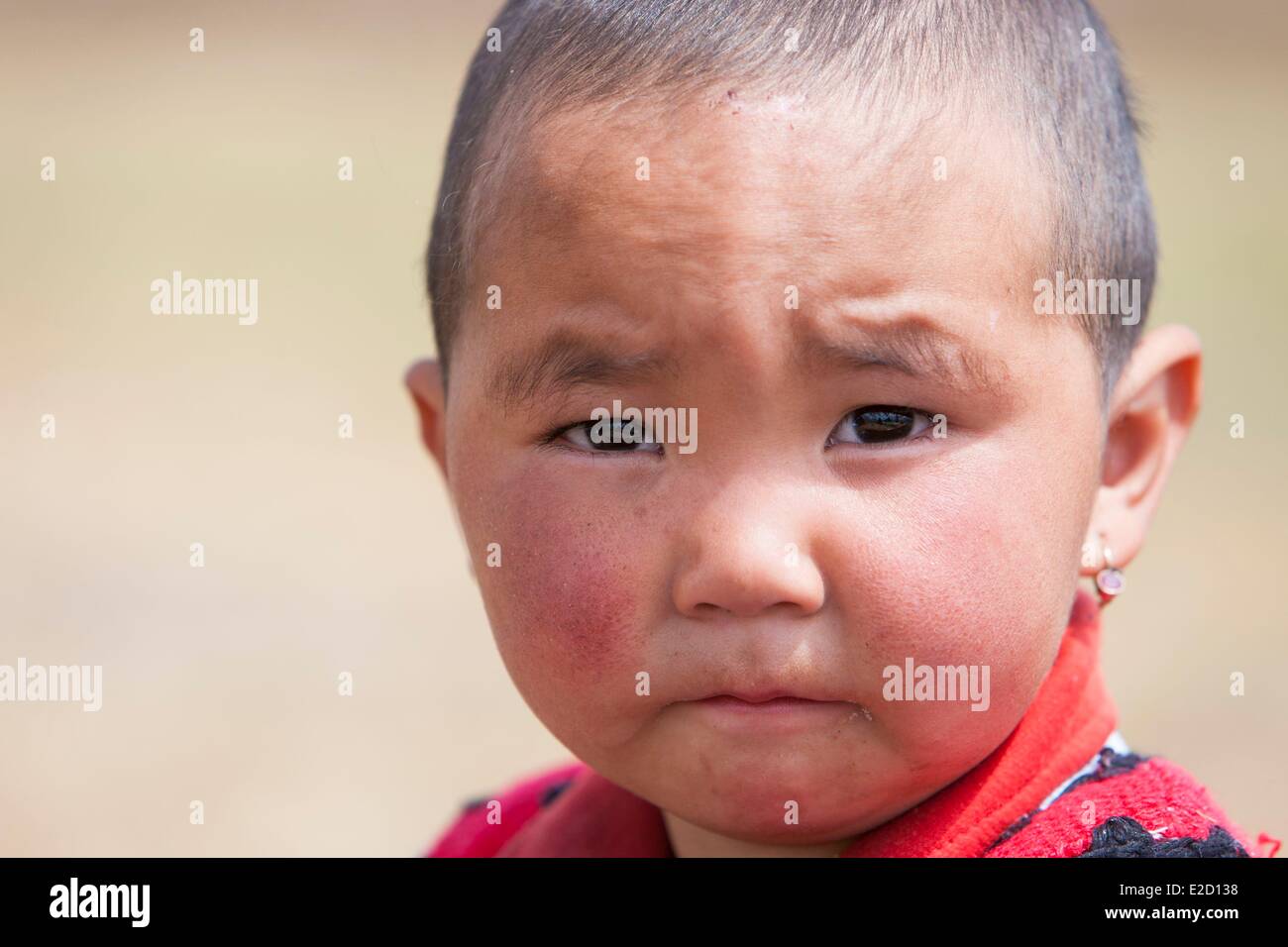 Kyrgyzstan Naryn Province Arpa valley portrait of a child Stock Photo ...