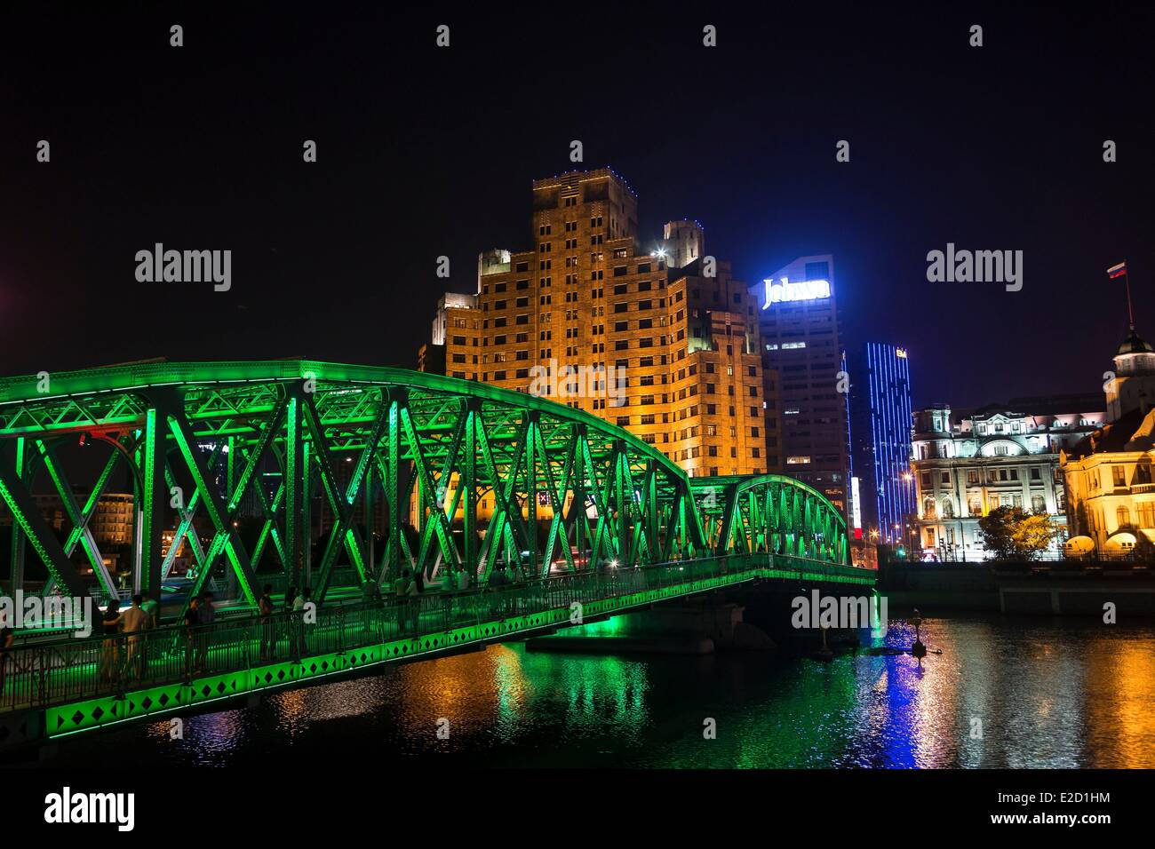 China Shanghai The Bund along the Huangpu riverWaibaidu Bridge over the ...
