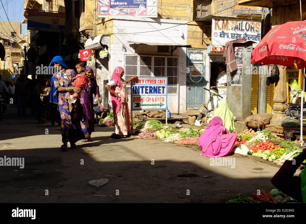 India Rajasthan Jaisalmer at the edge of Thar Desert street scene in ...