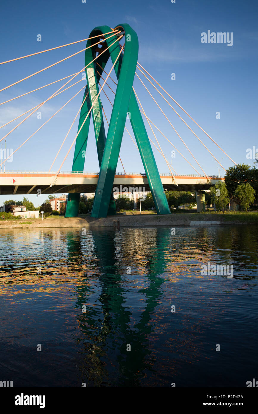 The newly built University bridge crossing the Brda river is seen in ...