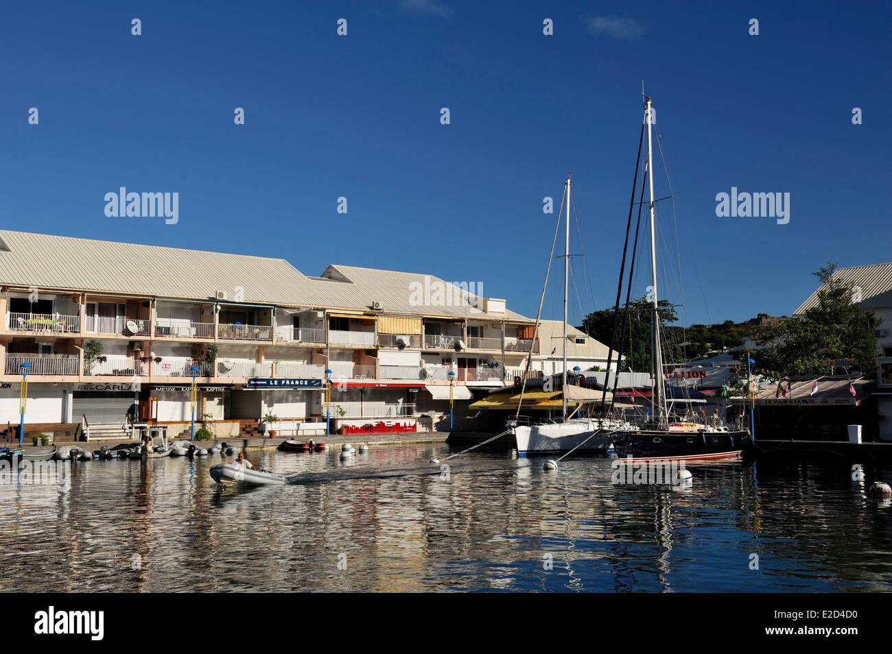 France Guadeloupe Saint Martin Marigot dwellings in the marina Stock ...