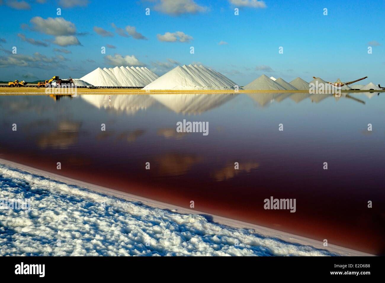 Dutch West Indies Bonaire island Salt Pans and lake mountains of salt ...
