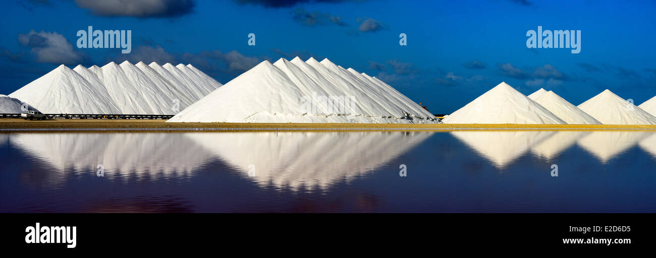 Dutch West Indies Bonaire island Salt Pans and lake mountains of salt ...