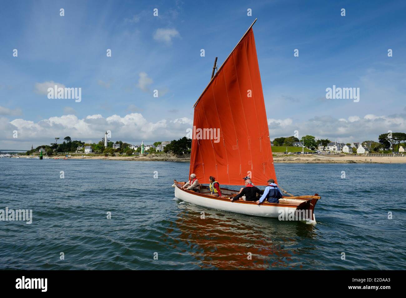 France Finistere Benodet Trez Cove arrival of the sailing boat (yole ...