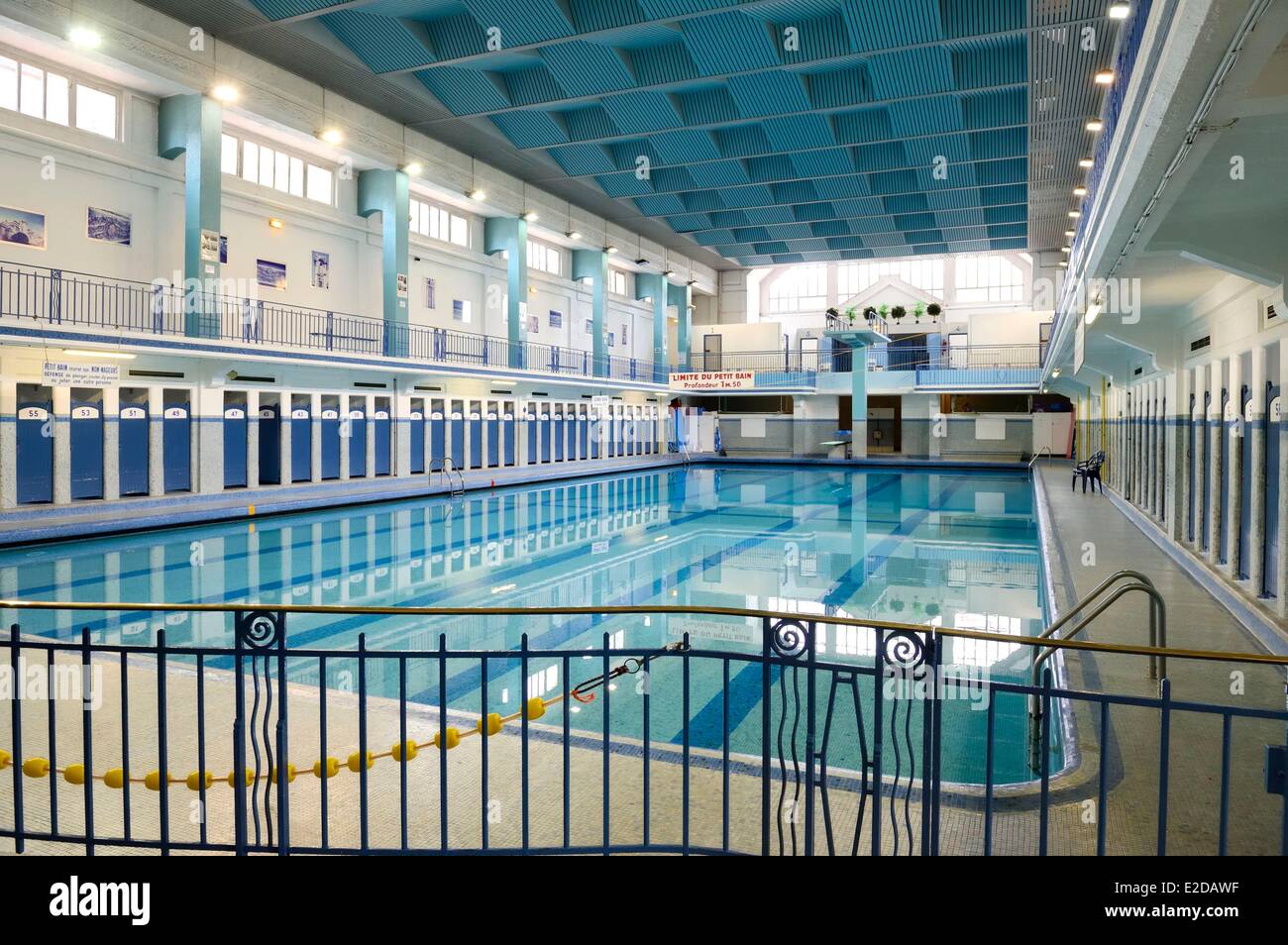 France, Ille et Vilaine, Rennes, 1920s Saint George Municipal Pool with ...