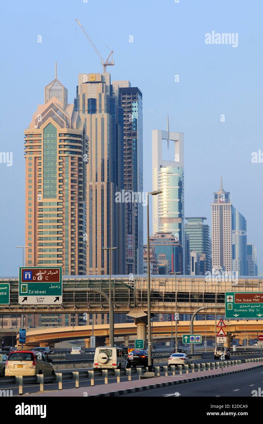 United Arab Emirates Dubai the area of Sheikh Zayed Road the main road ...