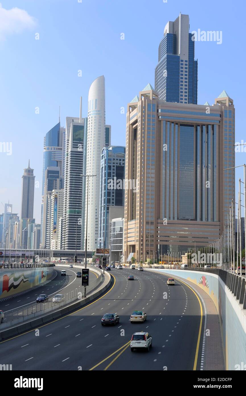 United Arab Emirates Dubai the towers of Sheikh Zayed Road Stock Photo ...