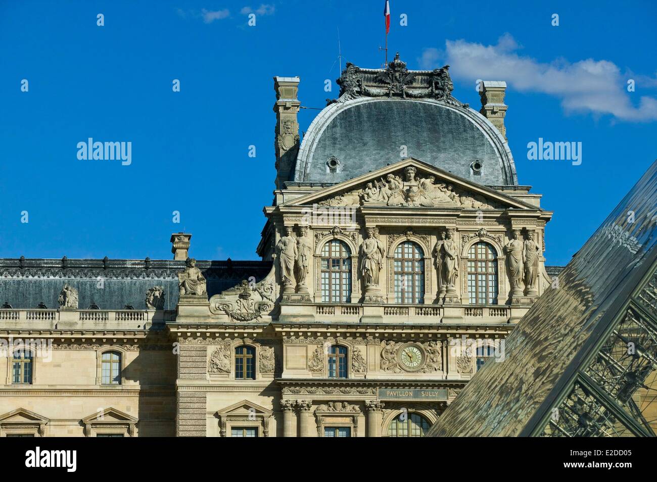 France Paris the Louvre Pyramid by the architect IM Pei and facade of ...