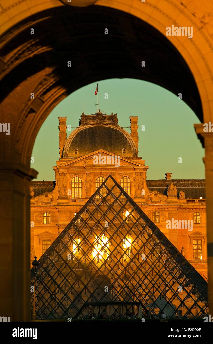 France Paris the Louvre Pyramid by the architect IM Pei and facade of ...