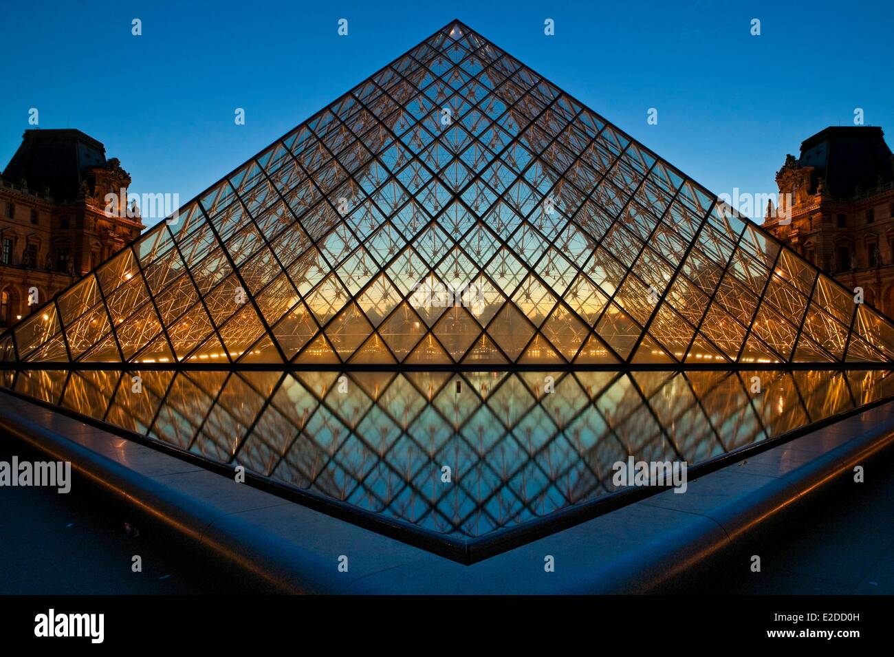 France Paris the Louvre Pyramid by the architect IM Pei and facade of ...
